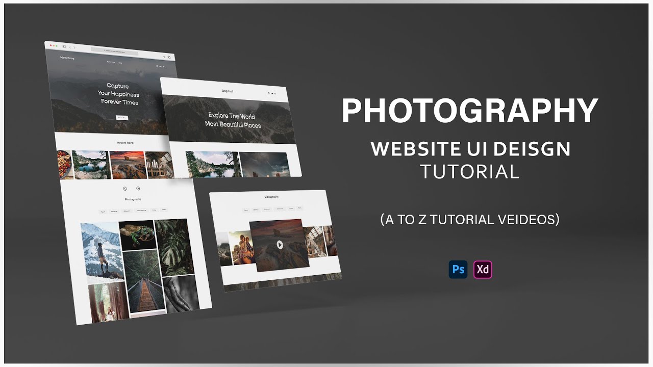 Photography Website Design Tutorial (XD Tutorial) | Website Landing ...