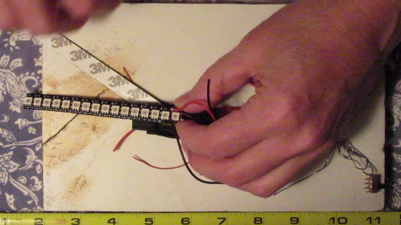 LED strip clk data wires to itsybitsy - YouTube