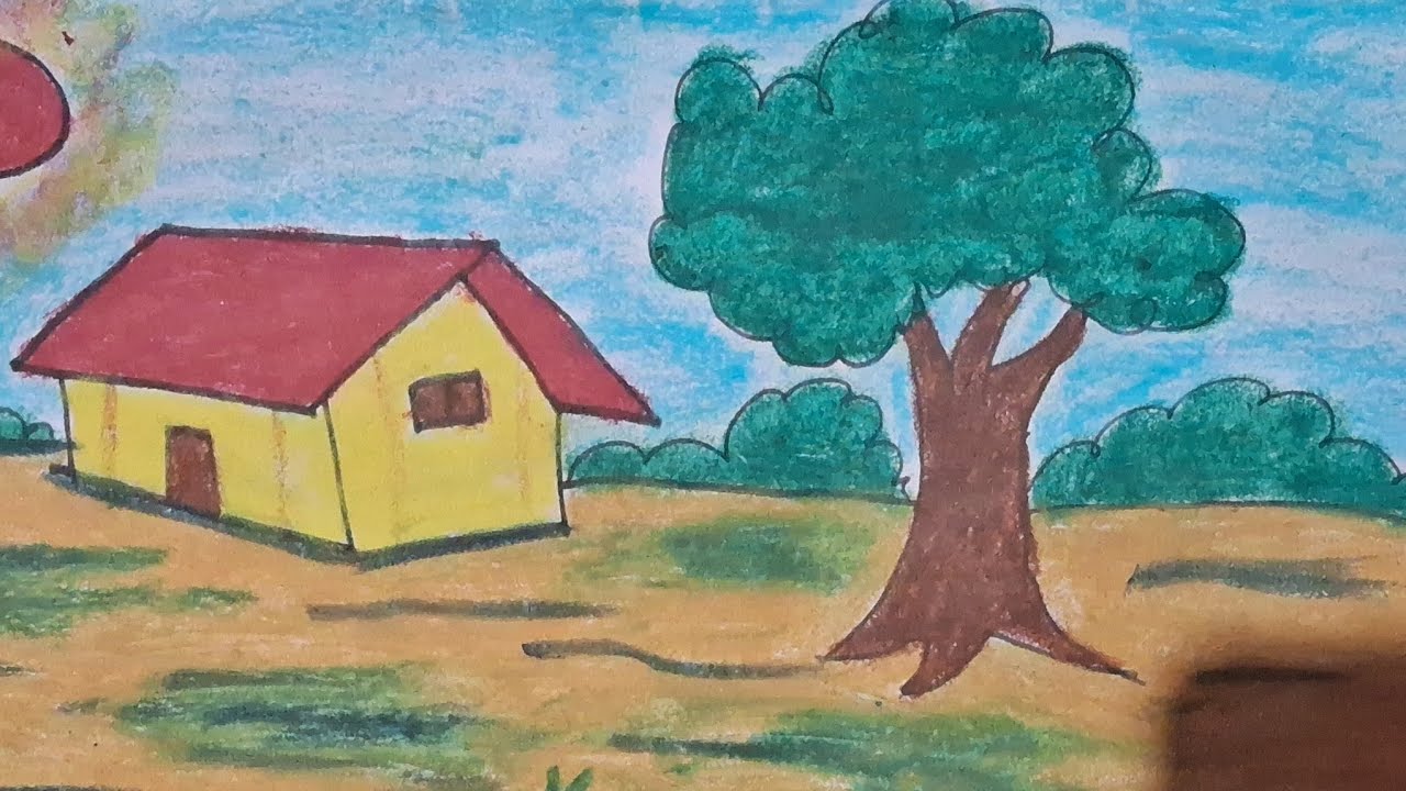 how to draw simple village!!easy drawing simple village!!rupali study 🙏 ...
