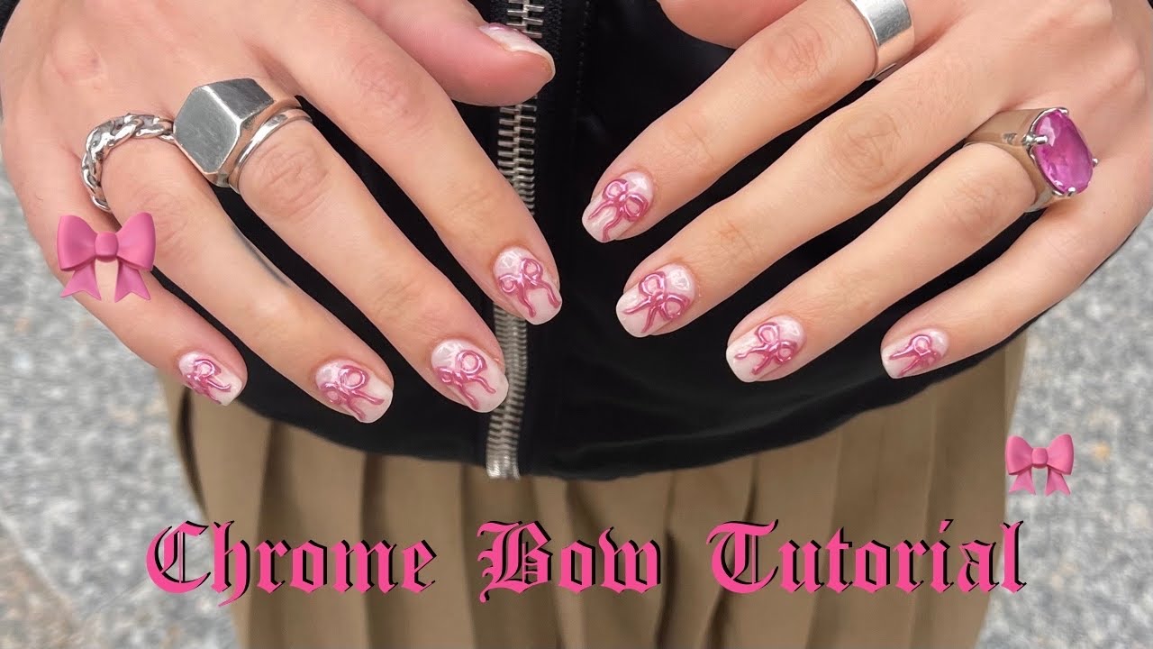 Chrome Bow Nails | Nail Art Tutorial - YouTube