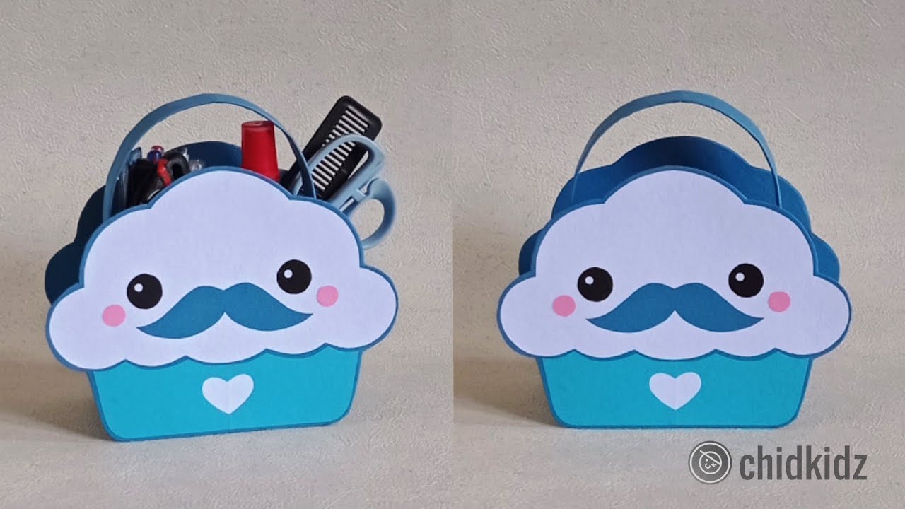 Kawaii Sweetest Dad Cupcake Multipurpose Bag Cardboard DIY [ 3 Minute ...
