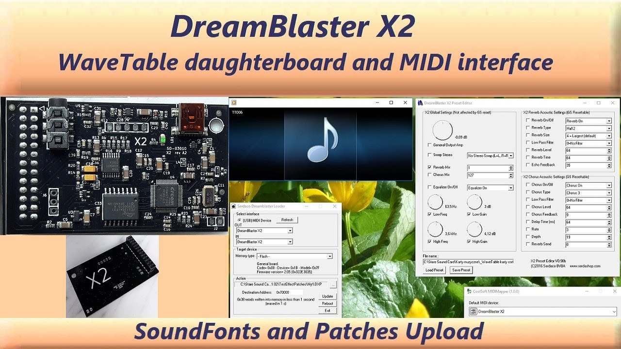 DreamBlaster X2 - WaveTable daughterboard and USB MIDI interface - YouTube
