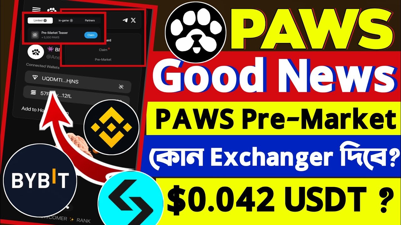PAWS New Update Today | Paws Token Pre Market আসতেছে | Paws New Task ...