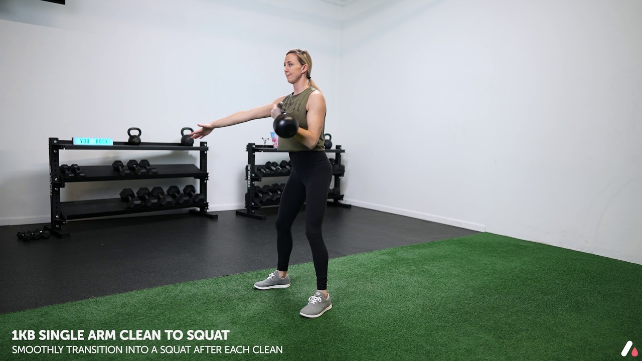 1KB Single Arm Clean to Squat - YouTube