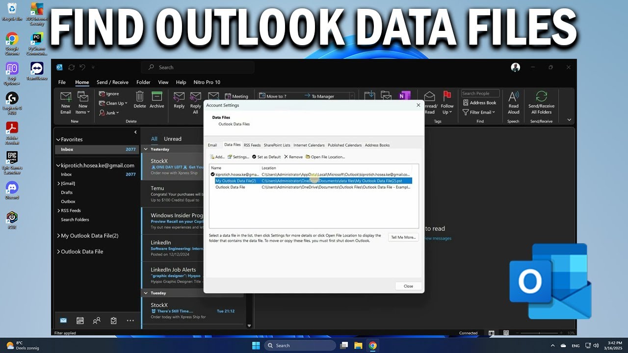 How To Find Outlook Data Files Location On Windows Computer - Easy Fix ...