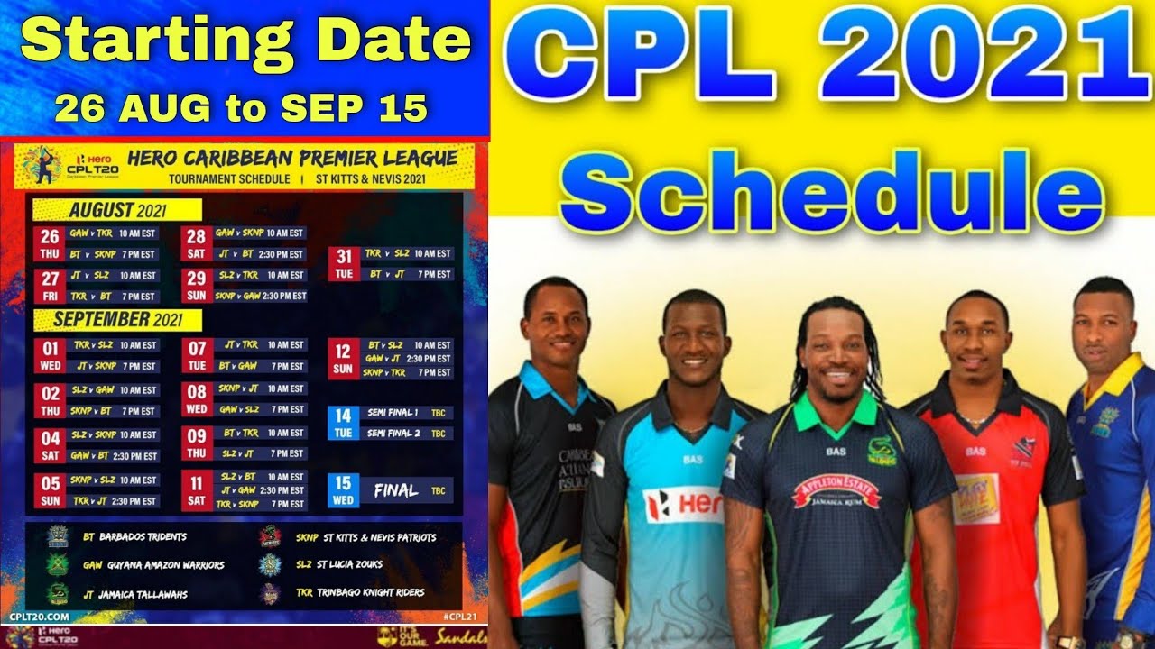 CPL 2021 - 1st Match & Schedule Preview | Starting Date | Carribean ...