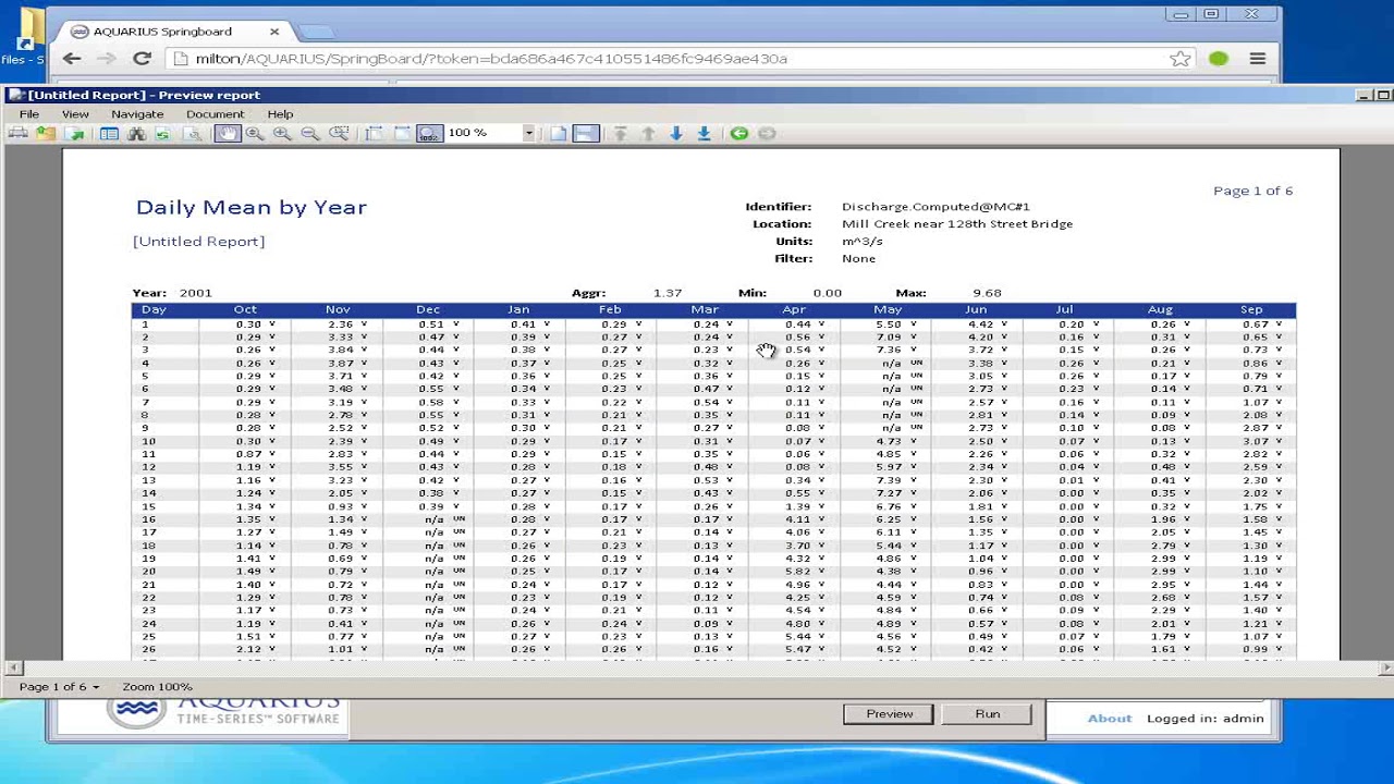 AQUARIUS Time-Series 3x - Reporting Tool - 2 - Running Reports - YouTube