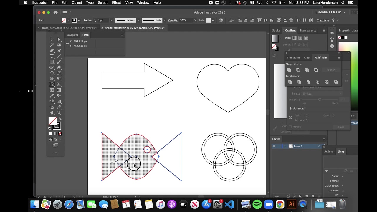 Using the shape builder tool in Illustrator - YouTube