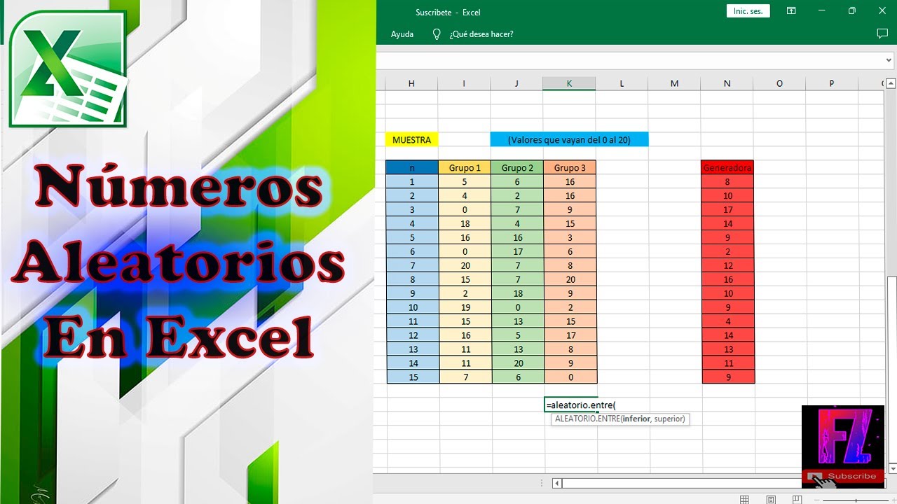 Numeros aleatorios en Excel - YouTube