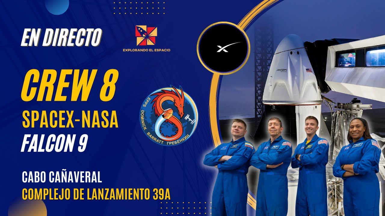 Lanzamiento de la misión Crew 8 en un Falcon 9 de SpaceX directamente ...