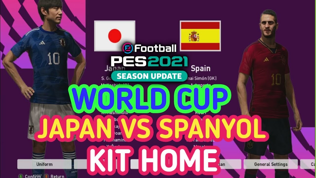 PES 2021 SPAIN & JAPAN Home Kit 2022 WC Season 2022-2023 - YouTube