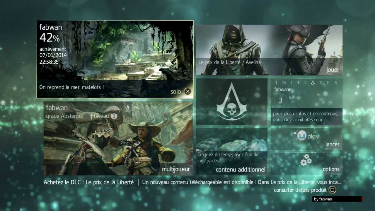 ASSASSIN CREED BLACK FLAG les menus PS4 - YouTube