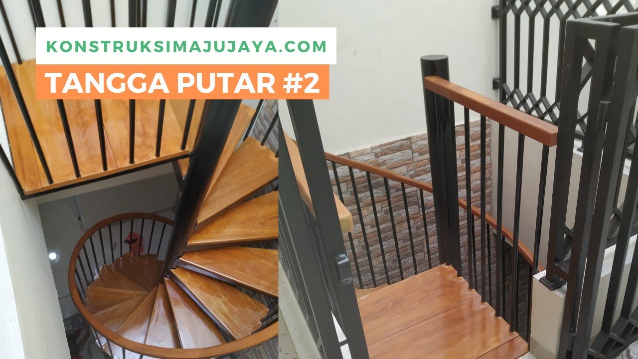 Proyek Tangga Putar Dengan Pijakan Kayu dan Handrail Kayu Oleh ...