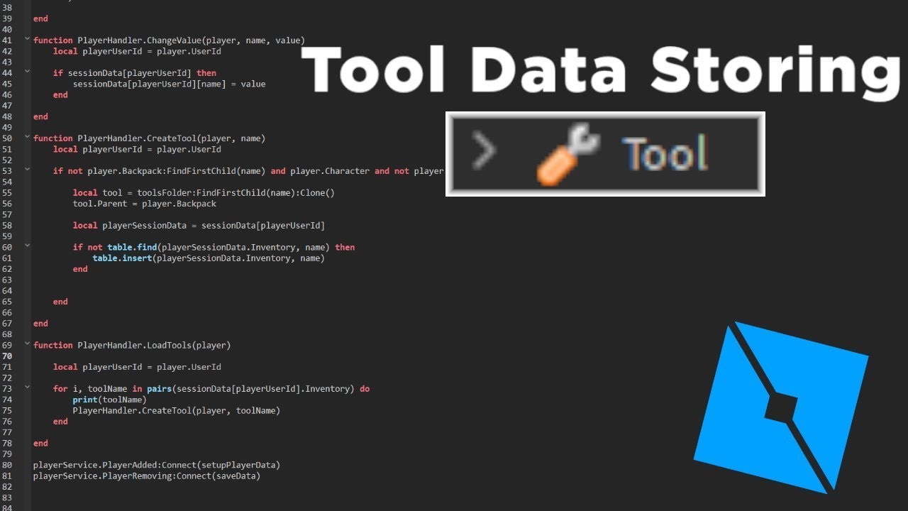 How to Save Tools to Data Store in Roblox Studio Save Player Items in Roblox Studio Data Store ...