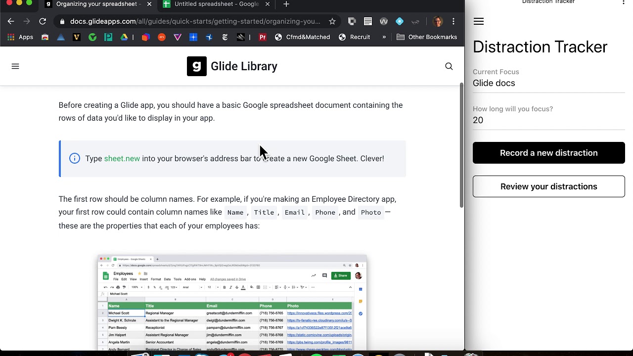 Distraction Tracker template for Glide apps demo - YouTube