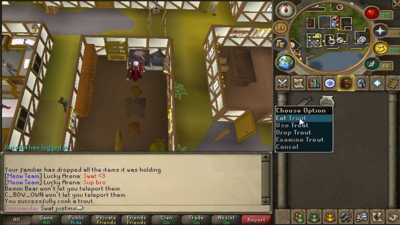 Runescape How to cook trout - YouTube