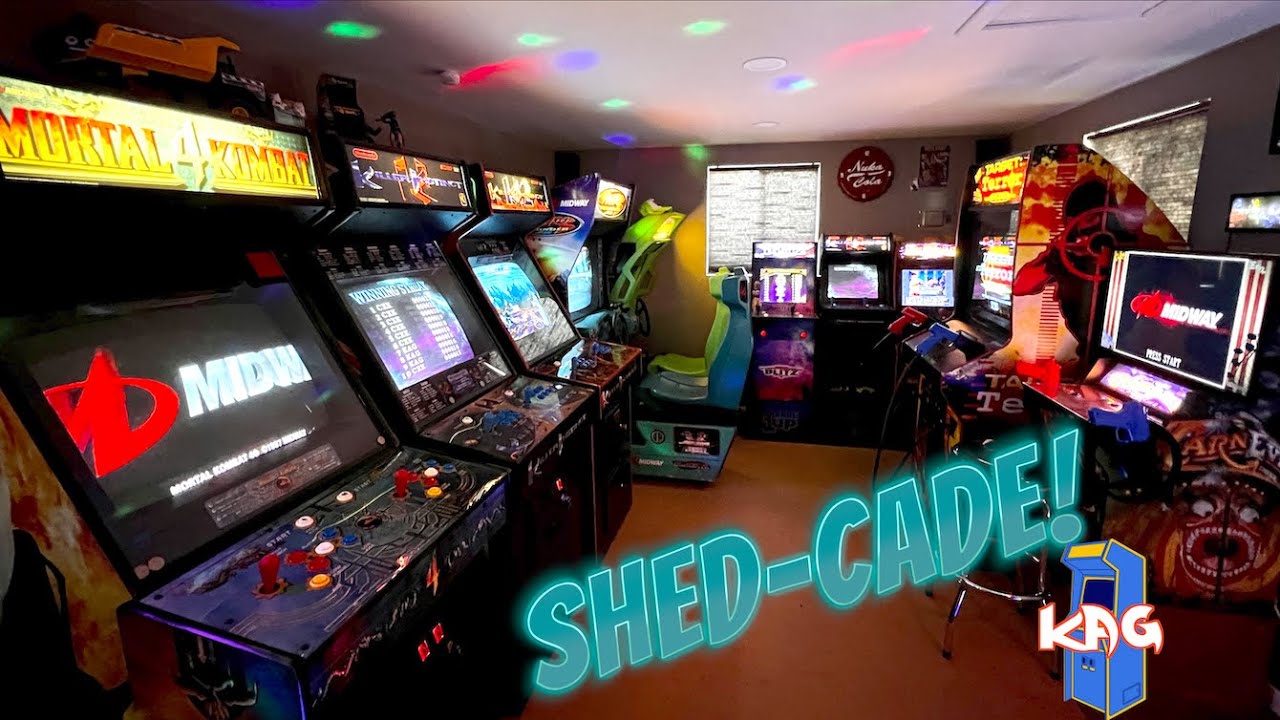 The new arcade layout in the Shed-Cade! It's getting TIGHT! - YouTube