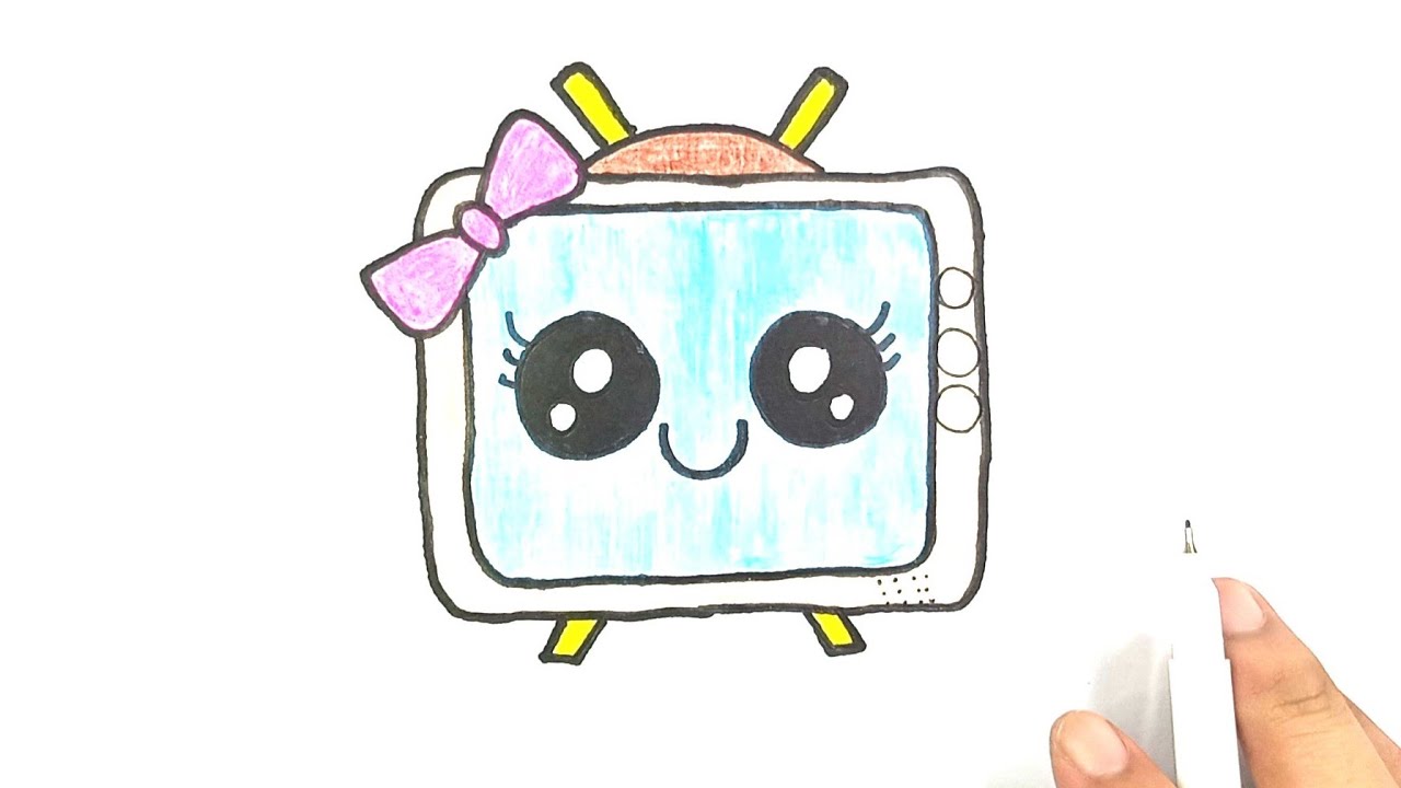 How To Draw A Cute Television | Cara Menggambar Televisi Lucu - YouTube