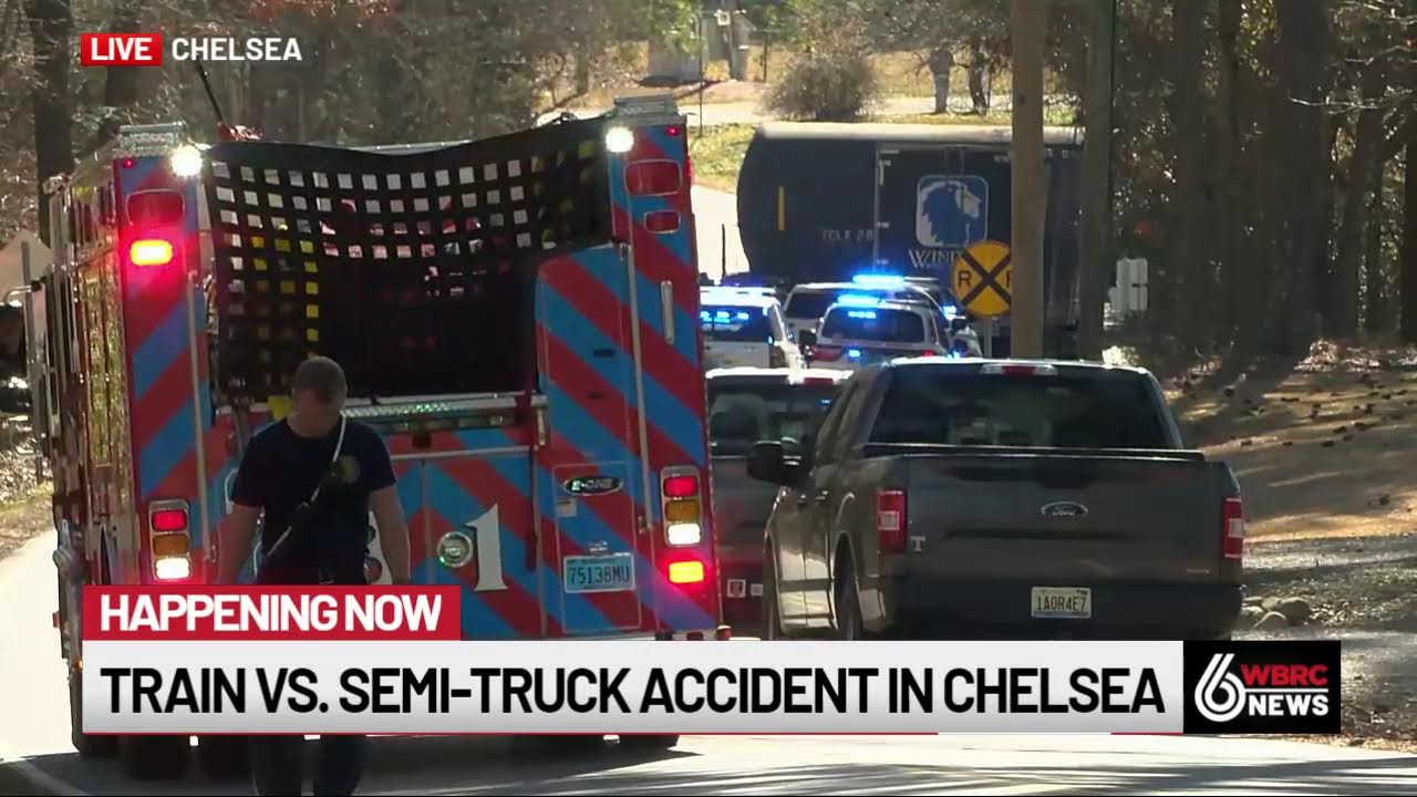 Accident involving train, semi-truck in Chelsea - YouTube