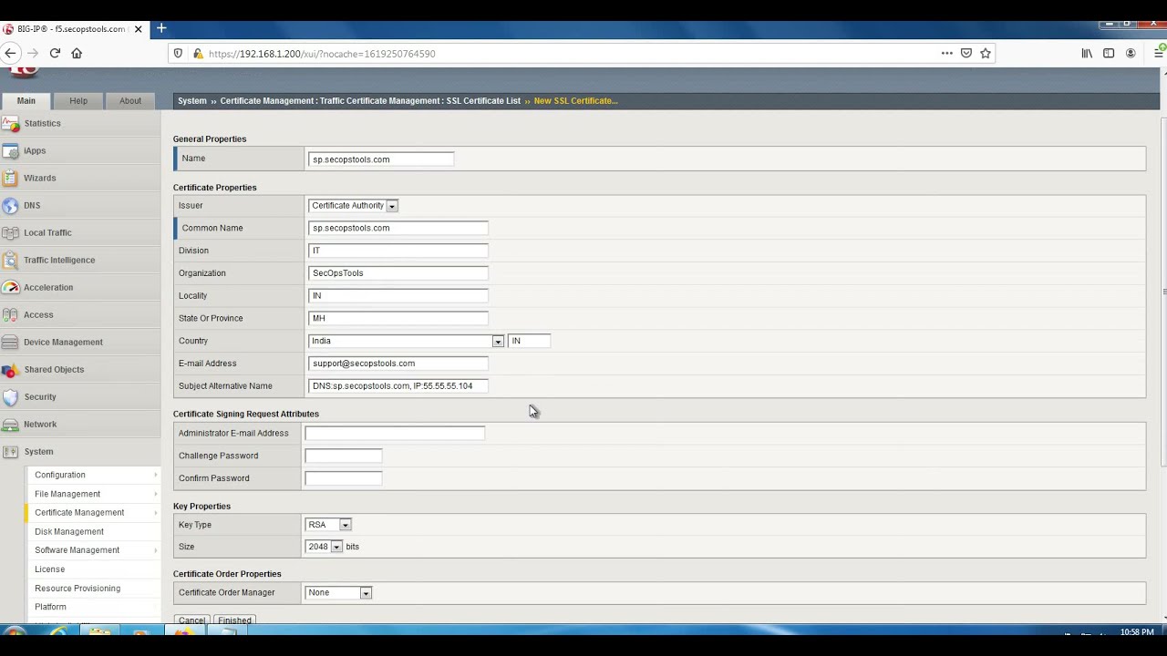 SecOpsTools - Generate CSR(Certificate Signing Request) through F5 Big ...