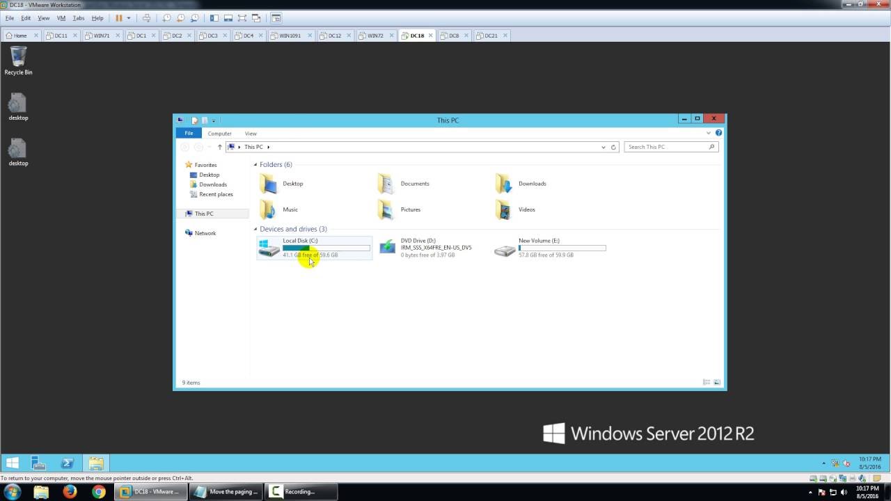 Move the paging file to other partition Windows Server 2012 R2 - YouTube