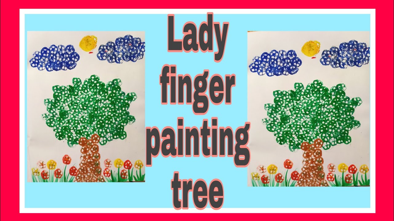 Lady finger printing//Tree//making by Easy Art India 🎨 - YouTube