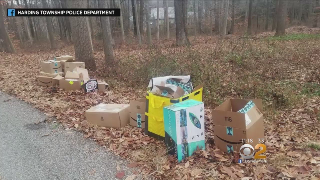 Stolen Amazon Packages Found Dumped In NJ - YouTube
