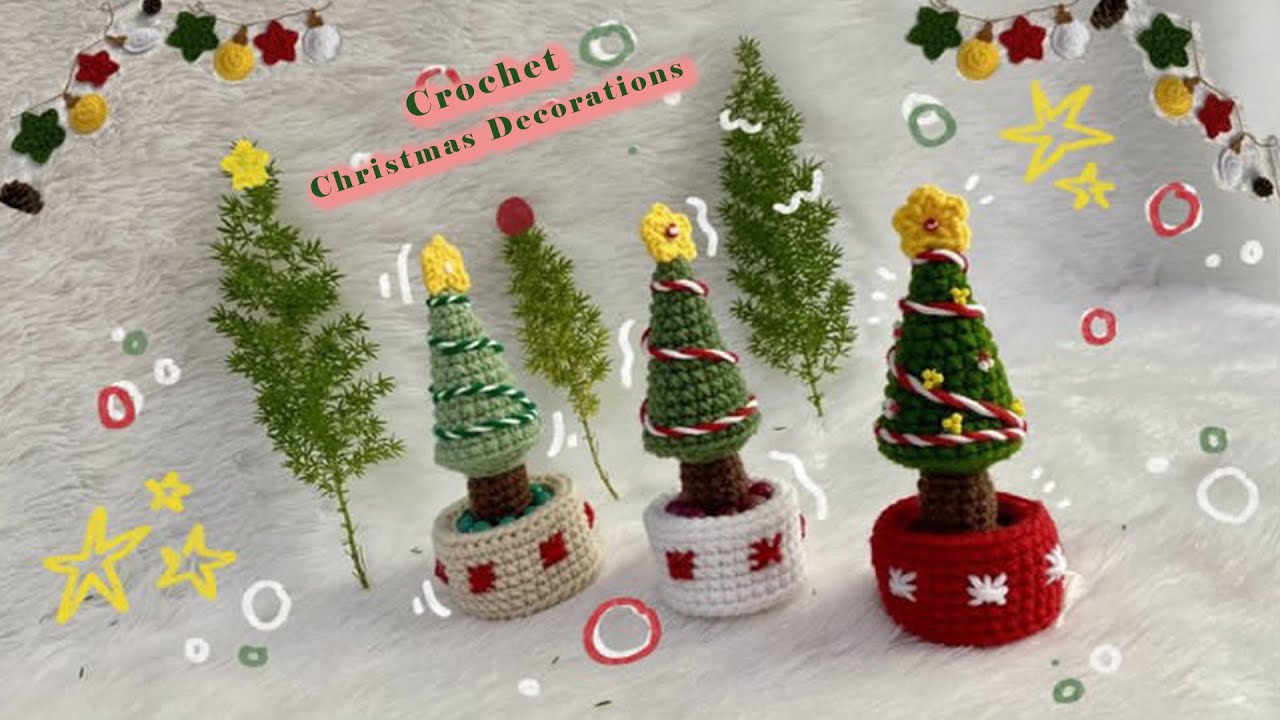 Crochet Christmas Tree in a Pot Tutorial 🎄 Holiday Decorations - YouTube