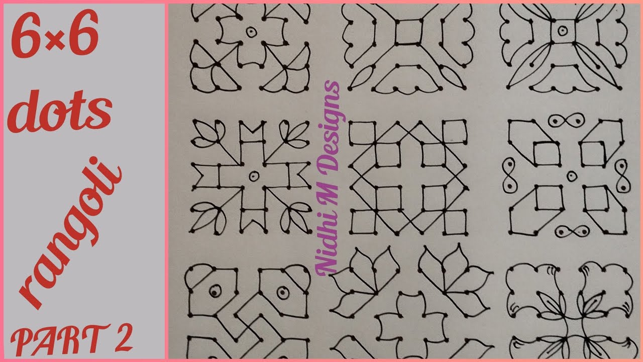 Daily use 6×6 dots rangoli for beginners- PART 2.Easy muggulu.9 days ...