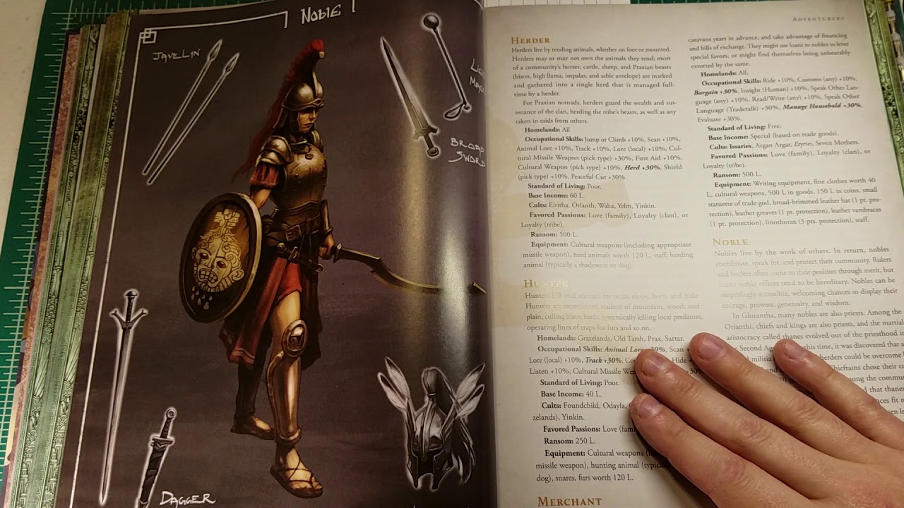 I Make A Runequest Glorantha Character! Part 6 - Occupation - YouTube