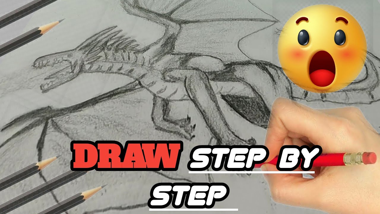 How To Draw An Ice Dragon Sketch Tutorial For Beginners | Easy Ice ...
