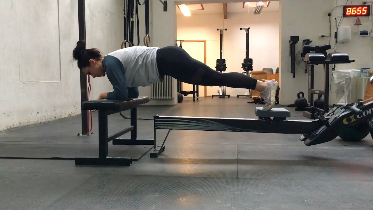 Forearm on bench row plank & single leg tuck - YouTube
