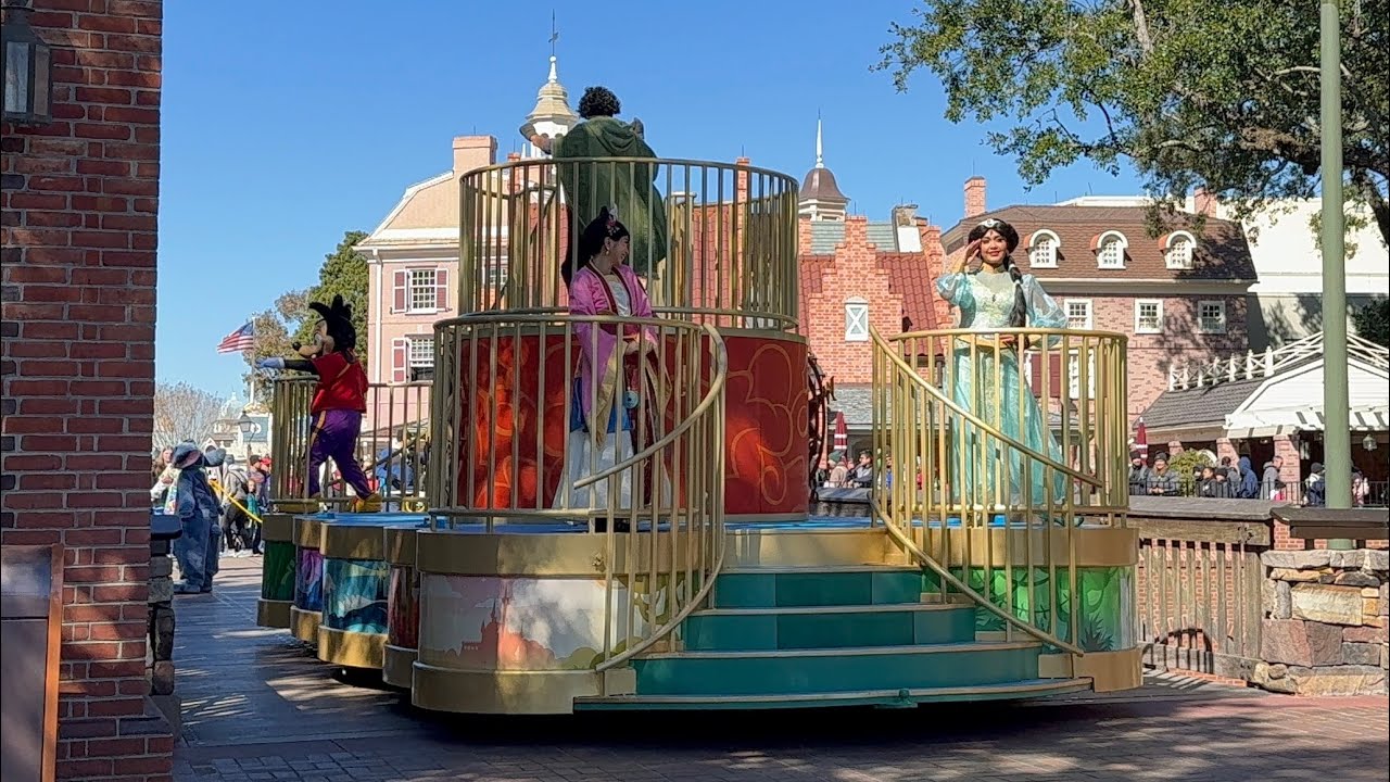 Disney Adventure Friends Cavalcade from Liberty Square Bridge - YouTube