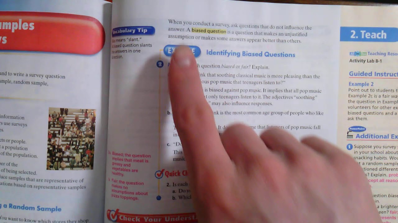 7th Grade Math Chapter 8 Section 1 Random Samples and Surveys - YouTube