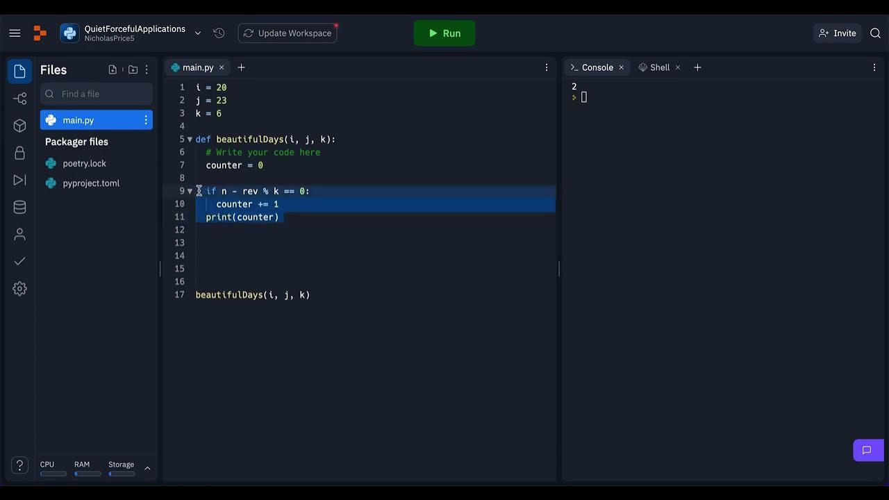 Hackerrank Beautiful Days @ the Movies - Python Solution - YouTube