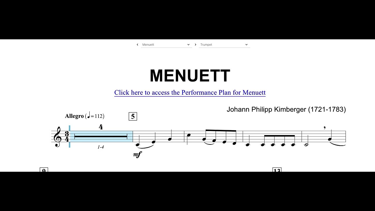 Menuett - Trumpet Solo Accompaniment - YouTube