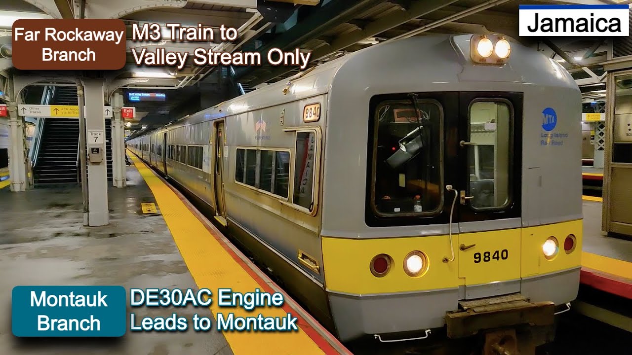 LIRR: 10-Car M3 Set on Far Rockaway Train to Valley Stream, DE30AC ...
