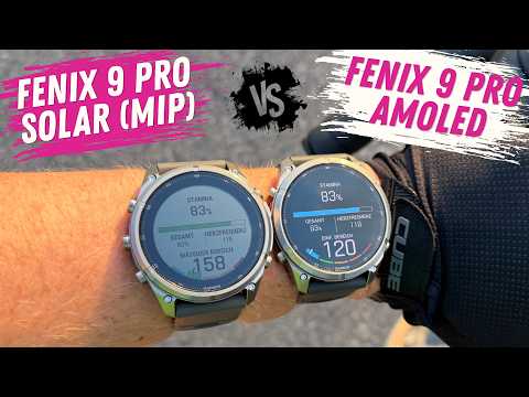 Garmin Fenix 9 Pro Solar (MIP) vs. Garmin Fenix 9 Pro AMOLED - Display, Funktionen und Akkuvergleich