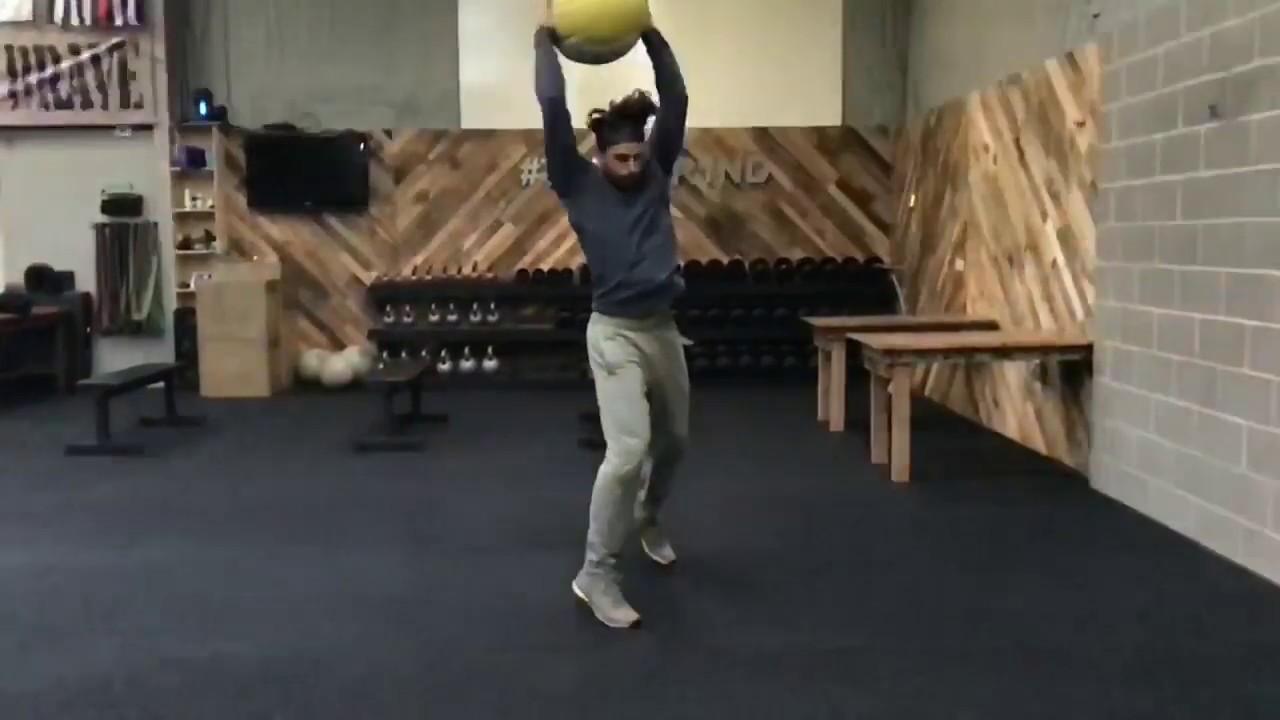 Medicine Ball Overhead Side-to-Side Stomp - YouTube