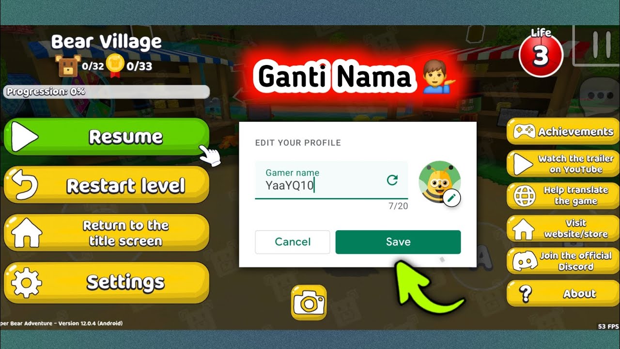 Cara Mengganti Nama di Super Bear Adventure (Metode Mudah) - YouTube