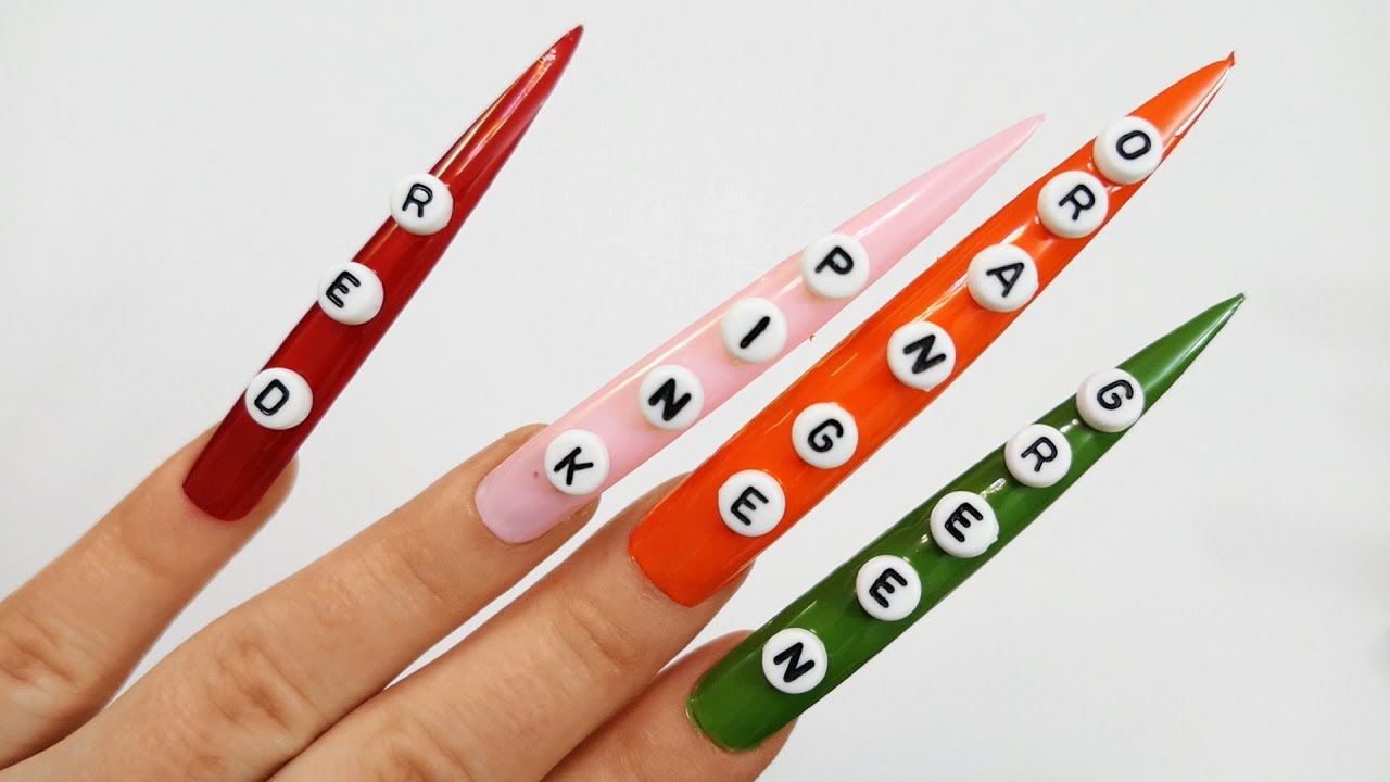 Art Design Super Long Nail Tips & Letters - YouTube