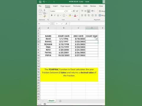 How to use yearfrac function in excel #exceltech #excelgyan #exceltips #tutorial #excelfansonly ...