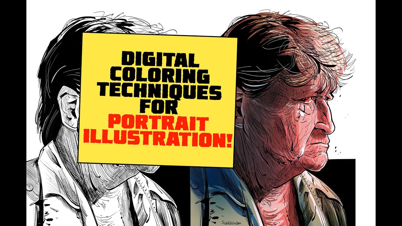 Digital Coloring Techniques for a Portrait Illustration - YouTube