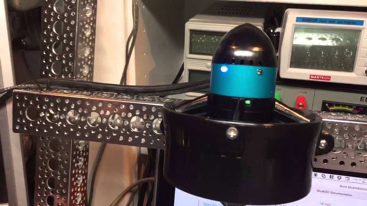 Control the Blue Robotics T100 Thruster with BlueESC (I2c) - YouTube