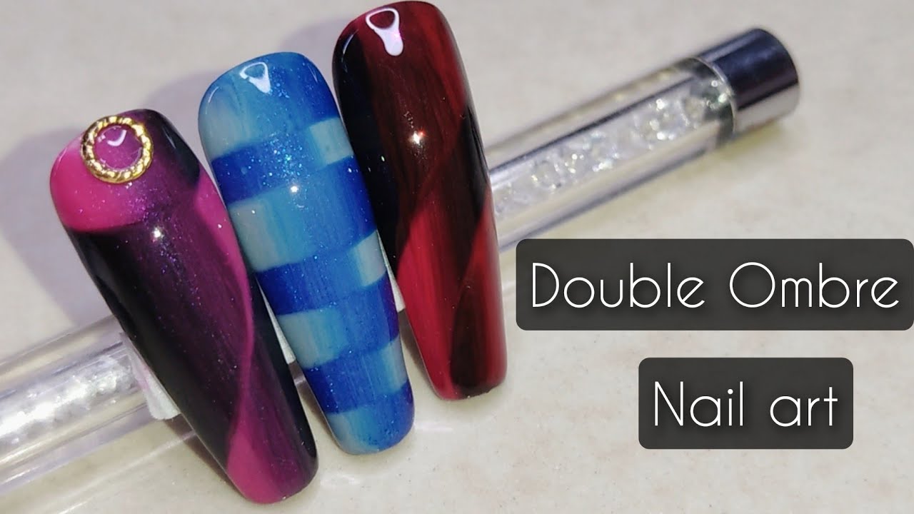 Nail Trend: Double ombre nail art tutorial | Reverse gradient 💗🖤💙 ️💅 # ...