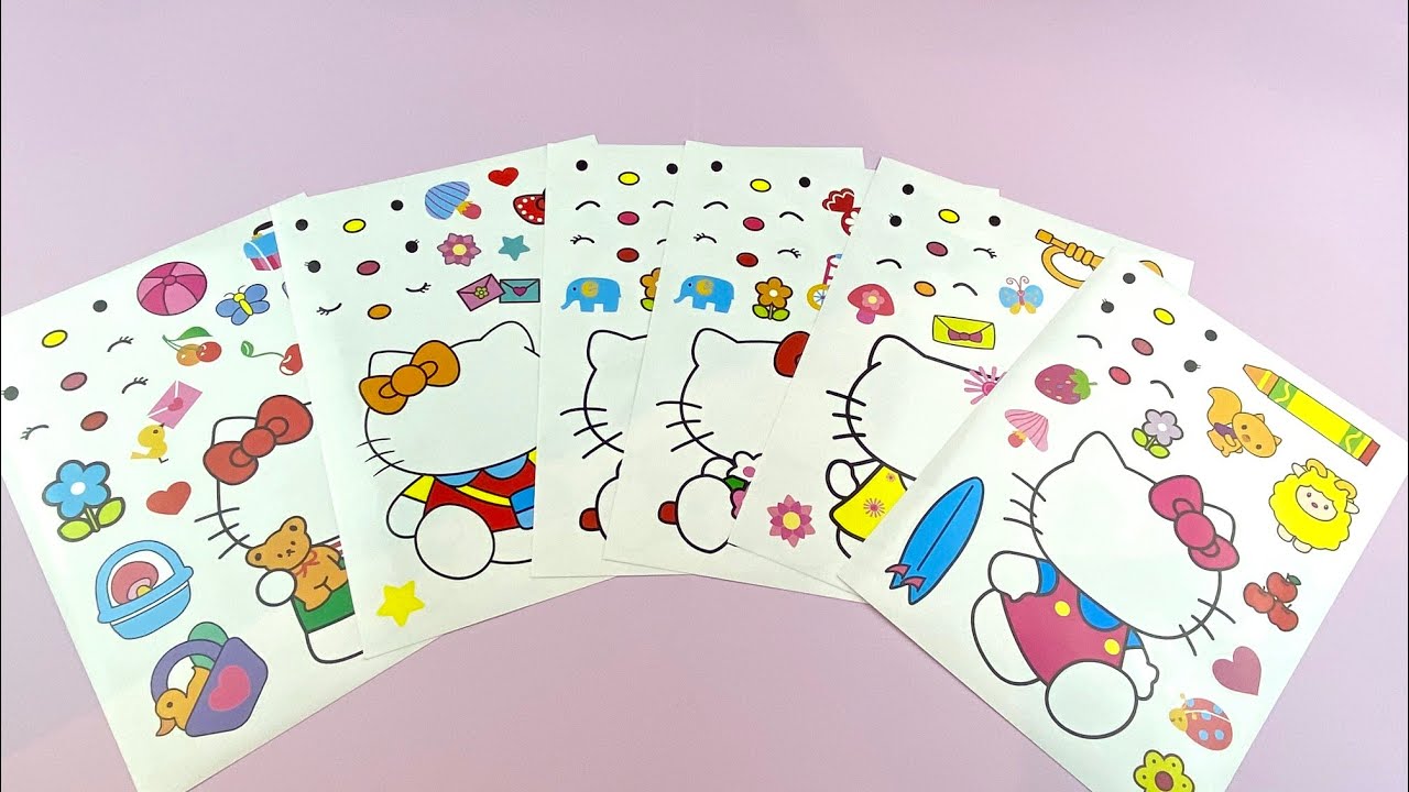[Sticker play] Satisfying with sticker hello kitty stickers - YouTube