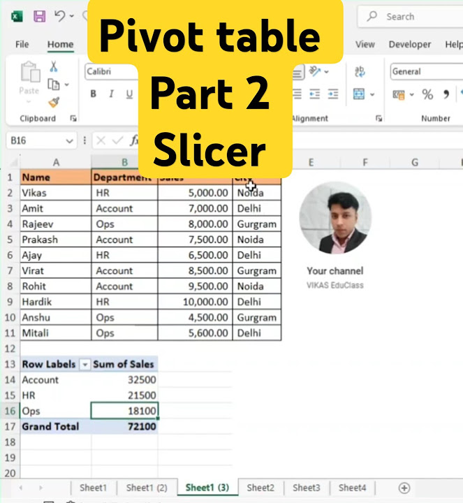 Pivot table part 2 Slicer in pivot. #excel #exceltips #exceltips #shorts - YouTube