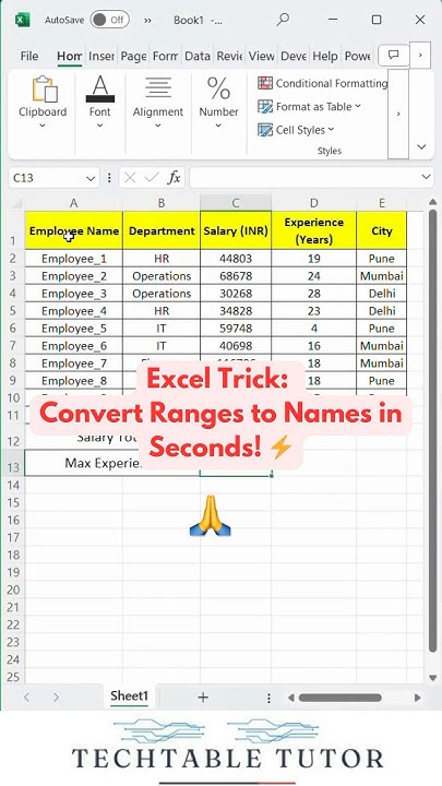Turn Excel Ranges into Named Ranges in Seconds! ⚡ #excel #excelshorts #exceltricks - YouTube