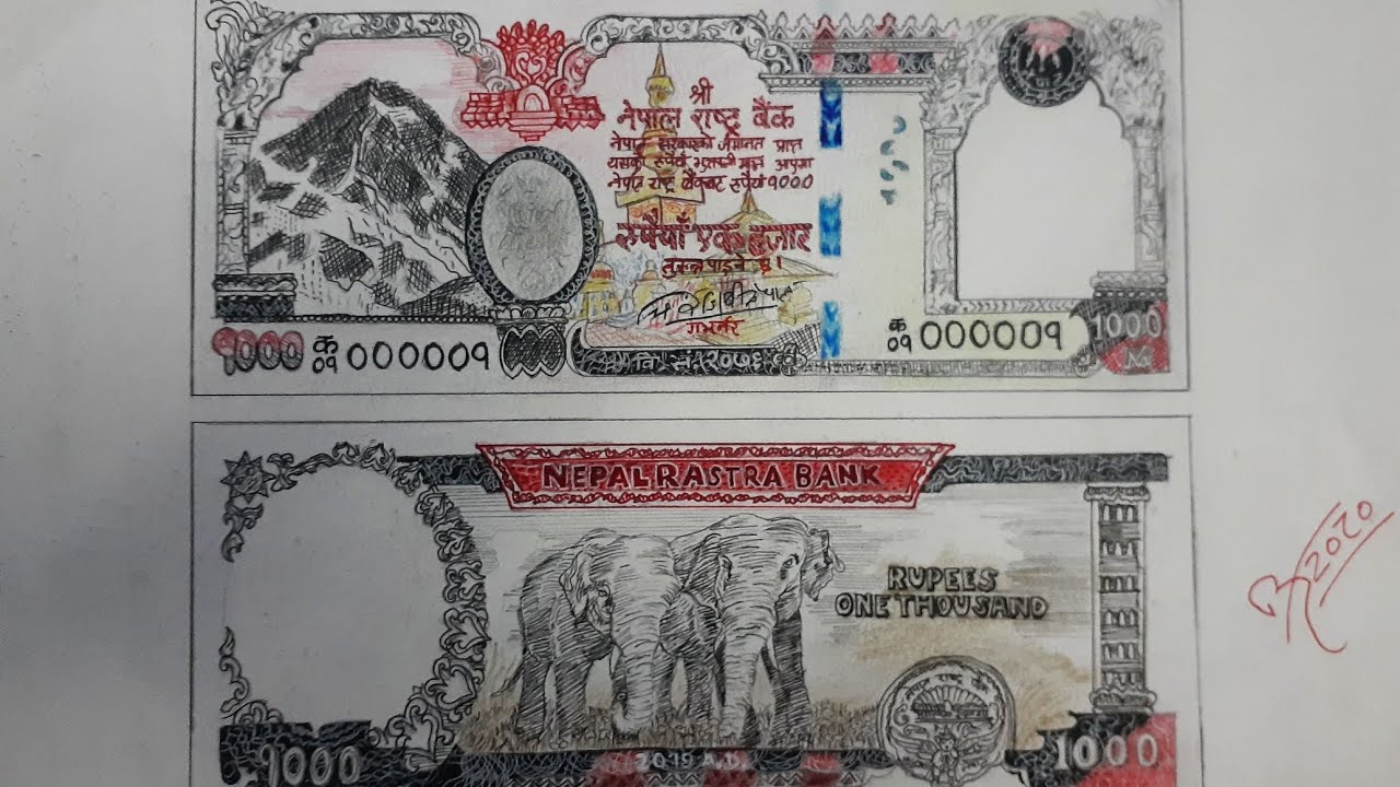 Nepal's 1000 Rupees (colour pen) - YouTube
