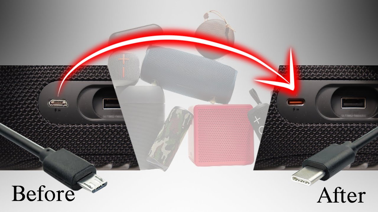 I converted MICRO USB to USB TYPE C in bluetooth speaker - YouTube